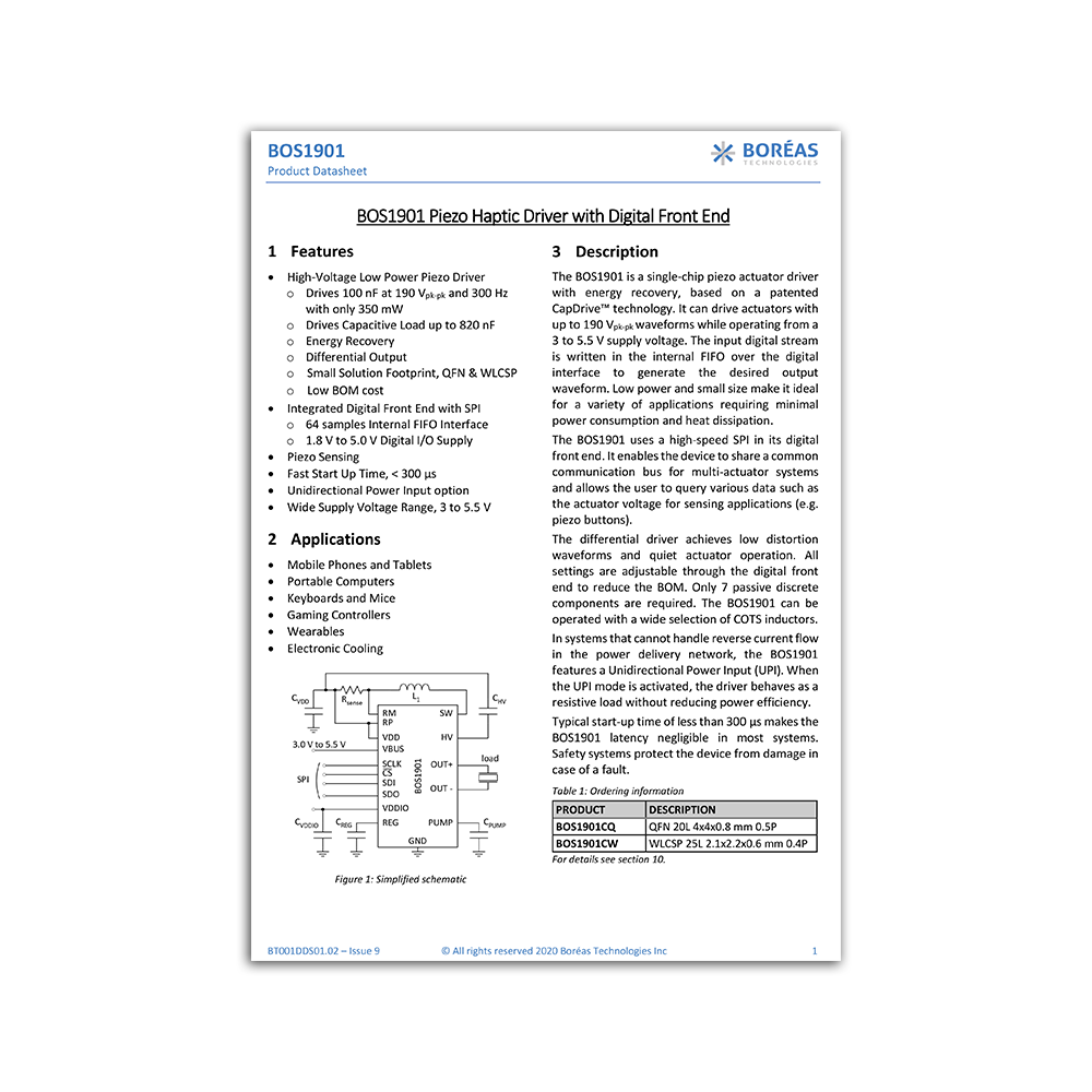 BOS1901 Piezo Haptic Driver